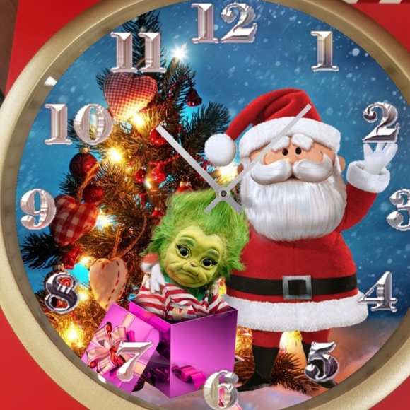unknow | Wall Decor | Grinch And Santa Claus Led Lights Clock | Poshmark